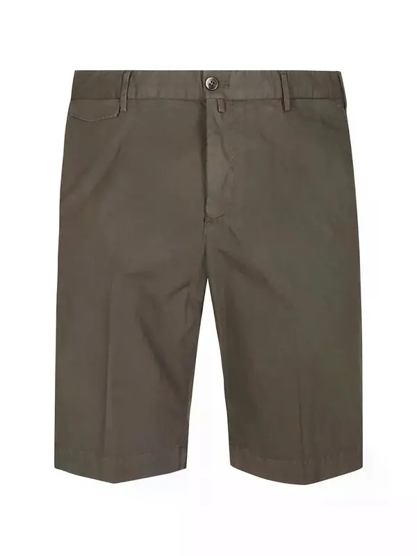 PT TORINO Button-fastening Pleated Cotton Shorts - Brown