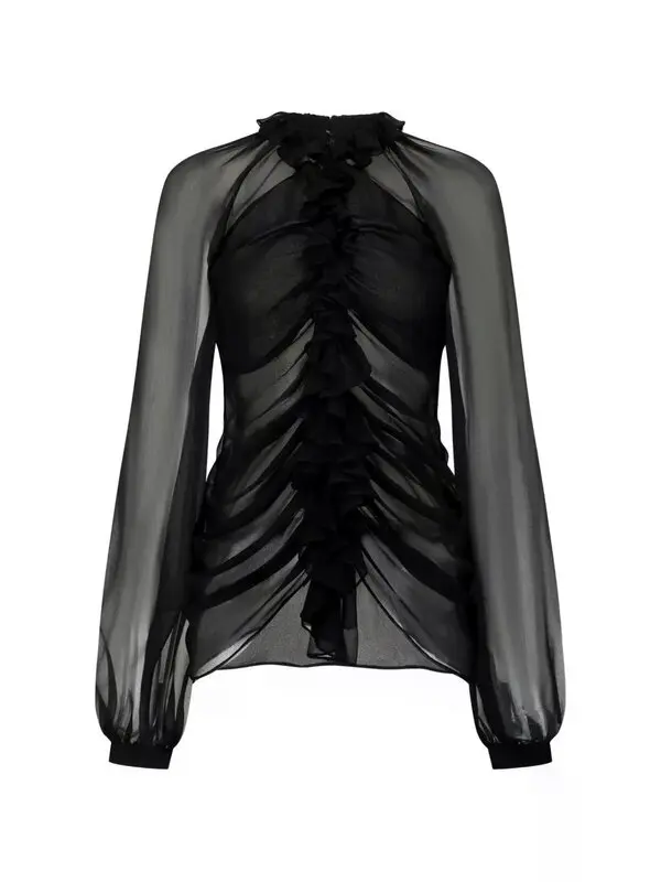 OUDE WAAG Ruffled Ruched-detail Blouse