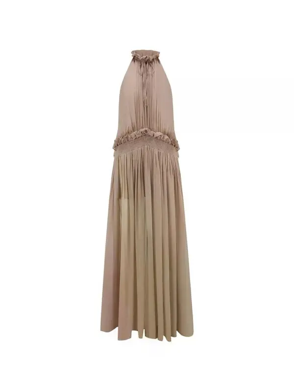 OUDE WAAG Ruffled Halterneck Dress - Neutrals
