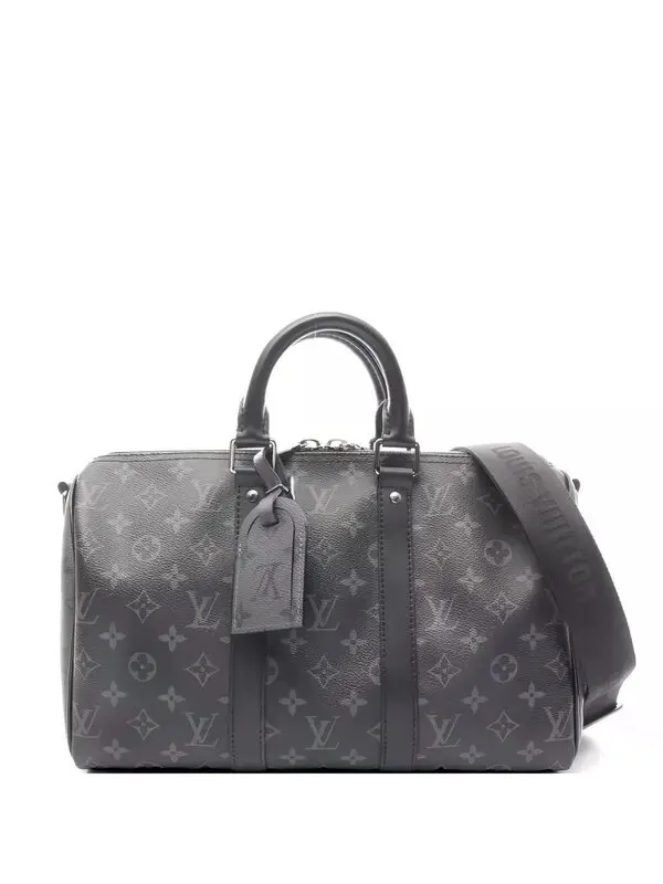 LOUIS VUITTON 2010s 35 Keepall Bandoulière Monogram Handbag - Black