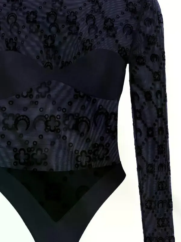 MARINE SERRE Moonogram Mesh Bodysuit - Black