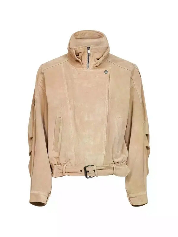 BLANCA VITA Belted Suede Jacket - Neutrals