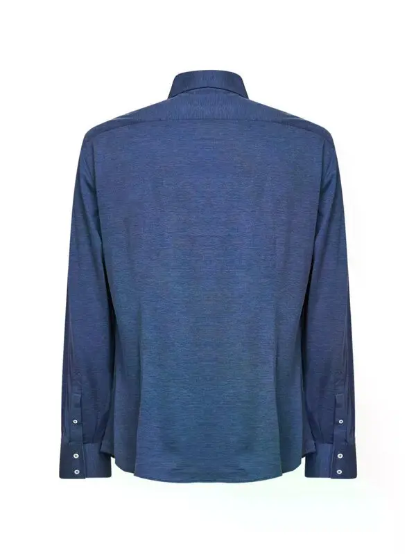 Brunello Cucinelli Slub-texture Spread-collar Shirt - Blue