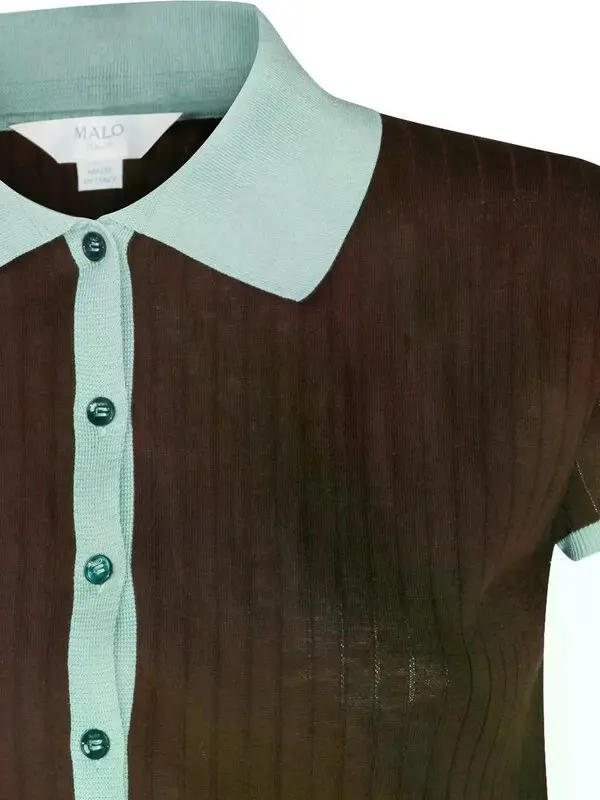 Malo Makò Ribbed-knit Polo Shirt - Brown