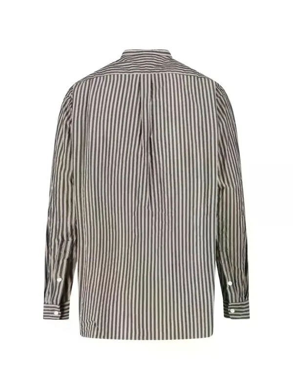 KAPTAIN SUNSHINE Bumpy Striped Band-collar Shirt - Black