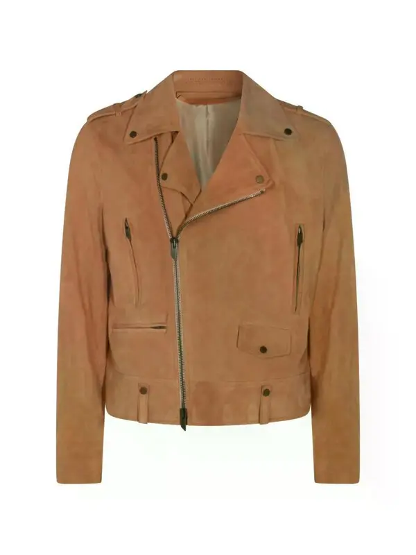 SALVATORE SANTORO Suede Biker Jacket - Neutrals