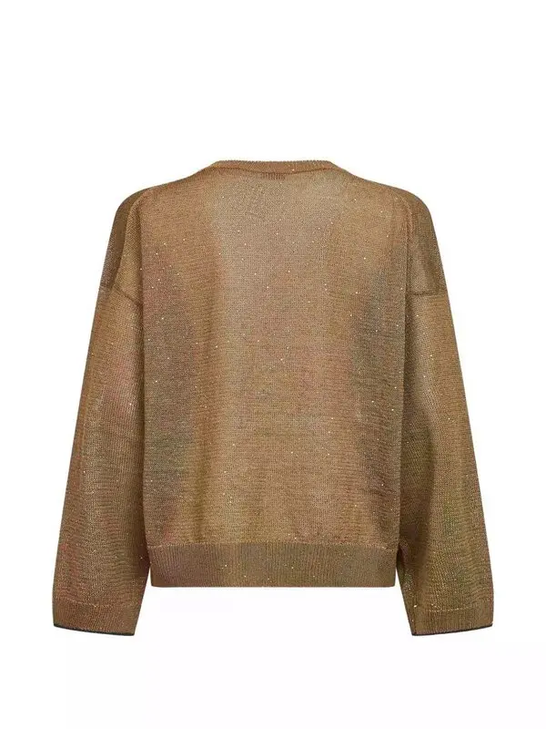 Brunello Cucinelli Sequin-embellished Ribbed-trim Sweater - Neutrals