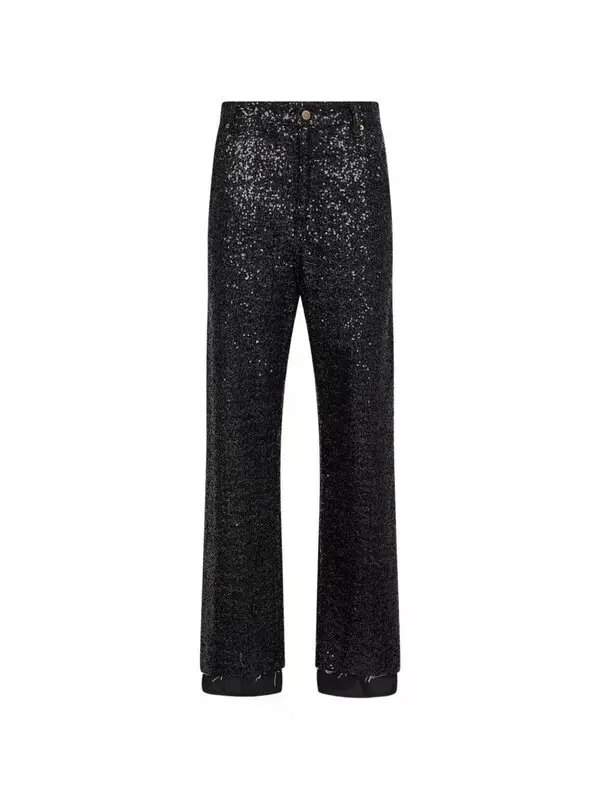 DARKPARK Sequin-embellished Frayed Jeans - Black