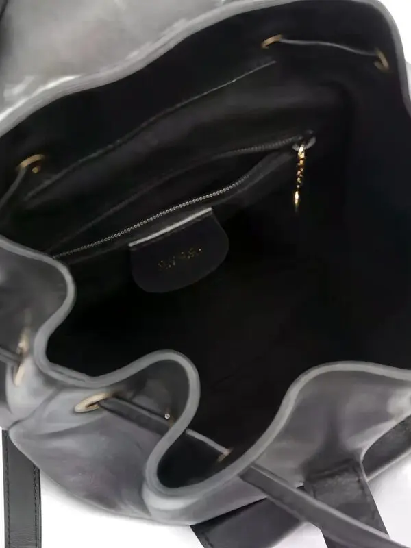 Gucci 2000s Bamboo-handle Leather Backpack - Black