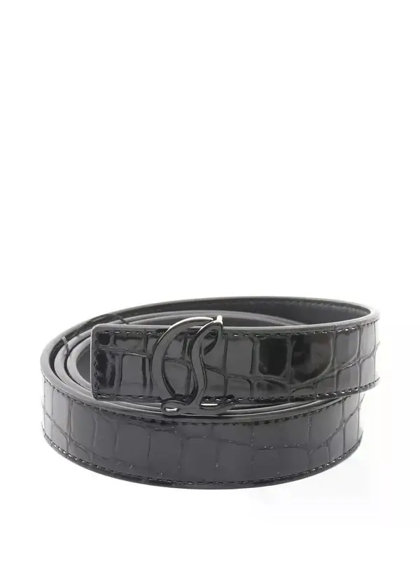 CHRISTIAN LOUBOUTIN Cl Logo Croc-embossed Belt - Black