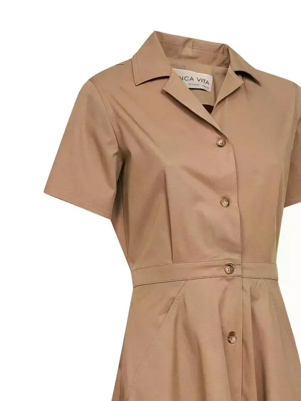 BLANCA VITA Button-front Dress With Bowling Collar - Neutrals