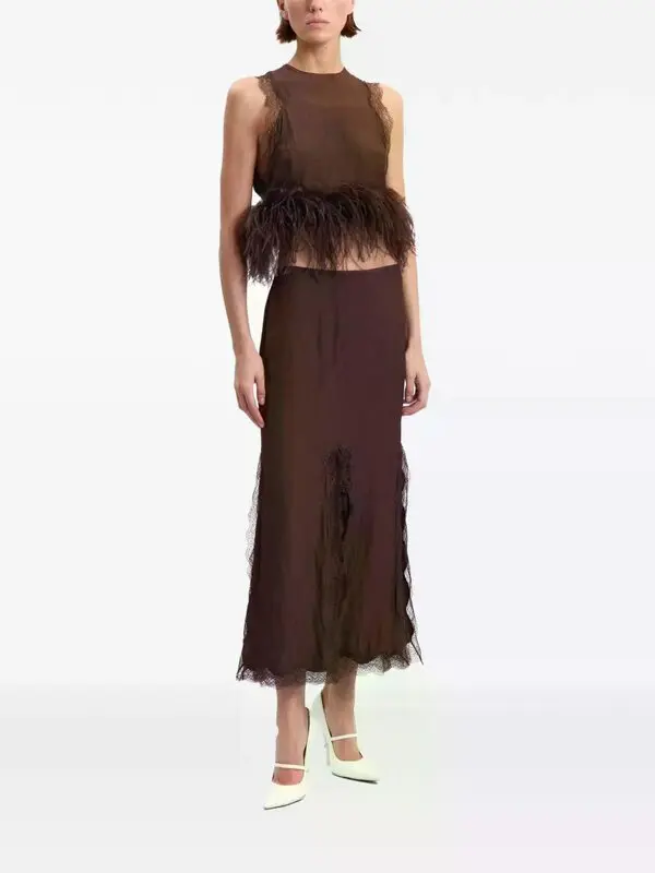 16Arlington Feather-trim Lace-detail Top