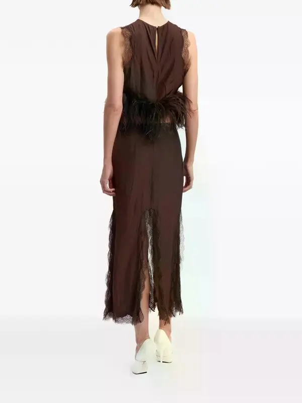 16Arlington Feather-trim Lace-detail Top