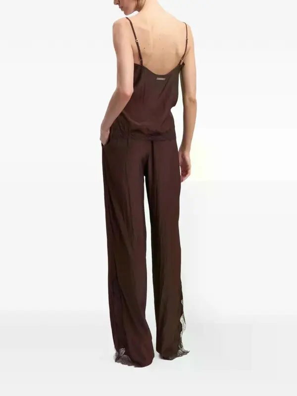 16Arlington Ricci Lace-trim Palazzo Pants - Brown