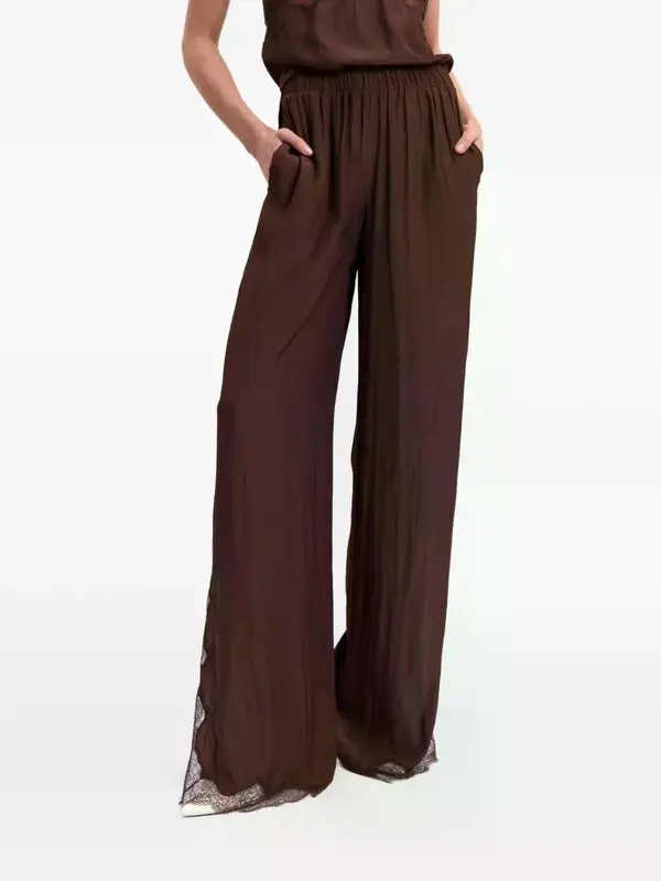 16Arlington Ricci Lace-trim Palazzo Pants - Brown