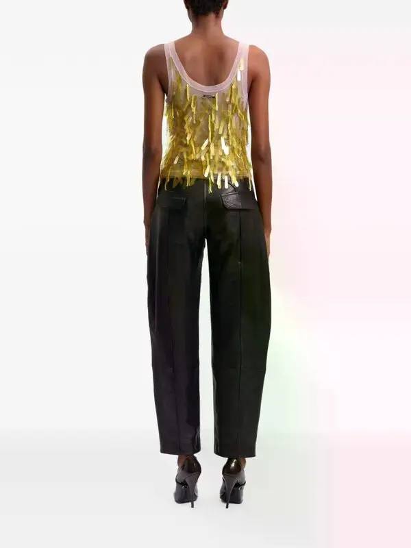 16Arlington Embroidered Tulle Tank Top - Gold