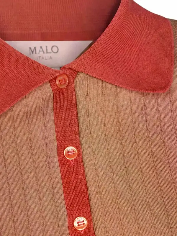 Malo Ribbed Knit Polo Top With Contrasting Trim