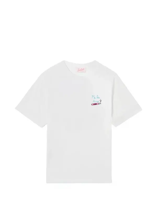 MC2 SAINT BARTH Embroidered Cotton T-shirt - White