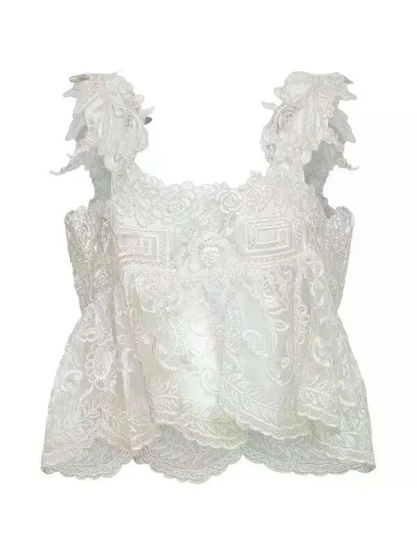 Maurizio Lace-embroidered Lace-up Top