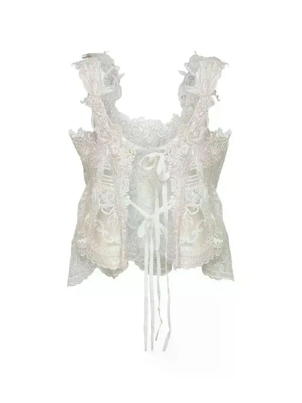 Maurizio Lace-embroidered Lace-up Top