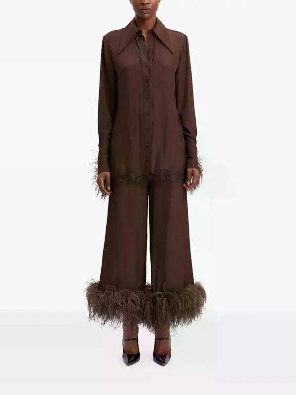 16Arlington Joelle Feather-trim Trousers