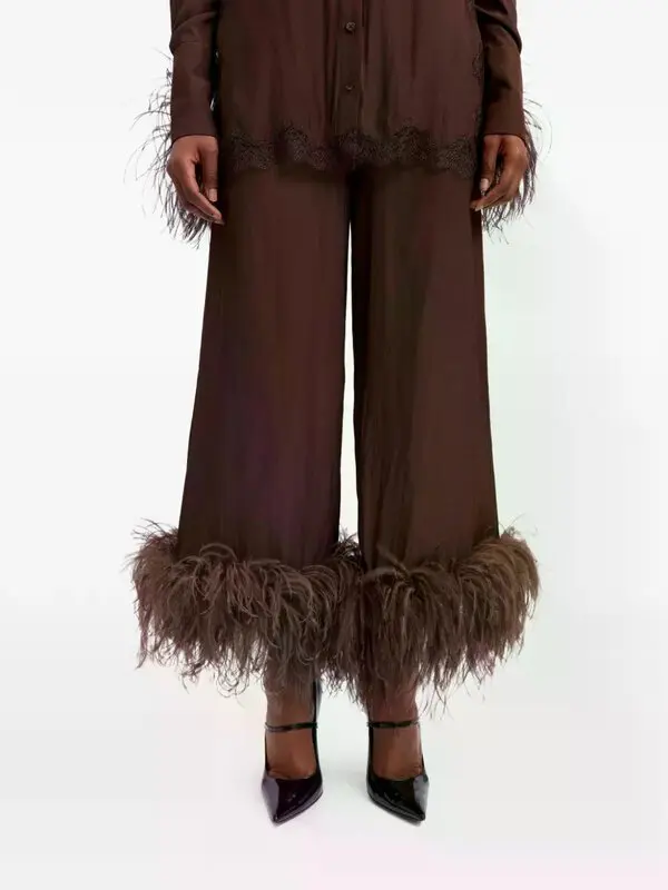 16Arlington Joelle Feather-trim Trousers