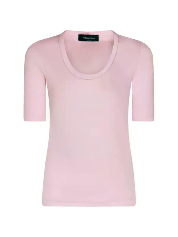 Fabiana Filippi Ribbed-knit Scoop-neck Top - Pink