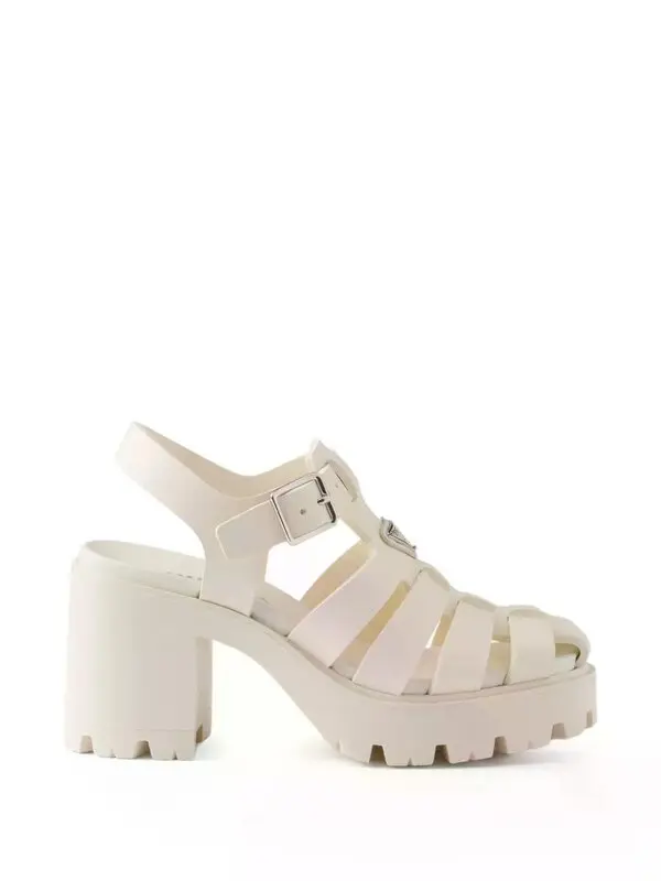 Prada Rubber Platform Heeled Sandals - Neutrals