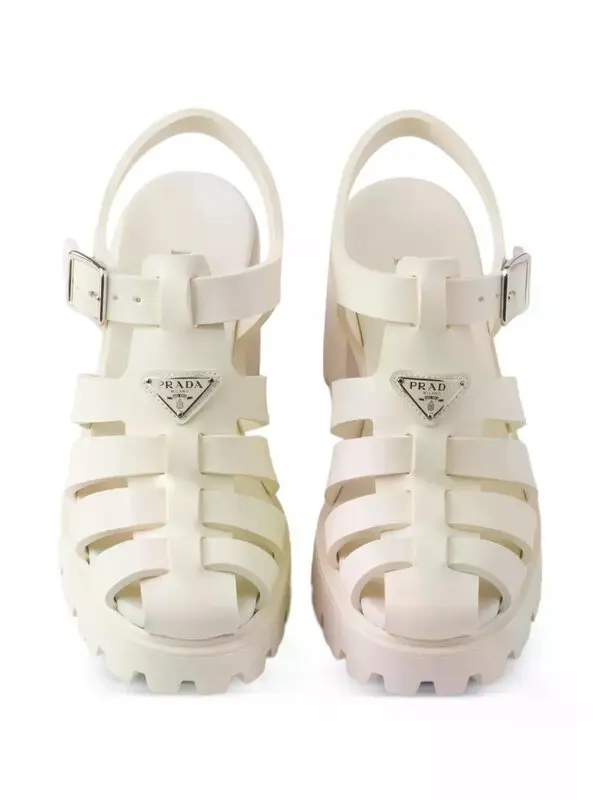 Prada Rubber Platform Heeled Sandals - Neutrals