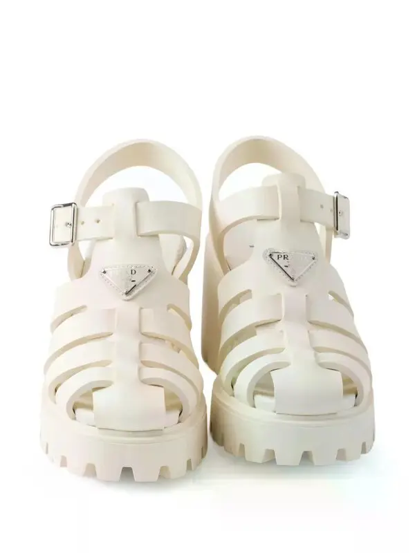 Prada Rubber Platform Heeled Sandals - Neutrals
