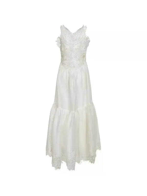 Maurizio Lace-embroidered Ruffled Dress