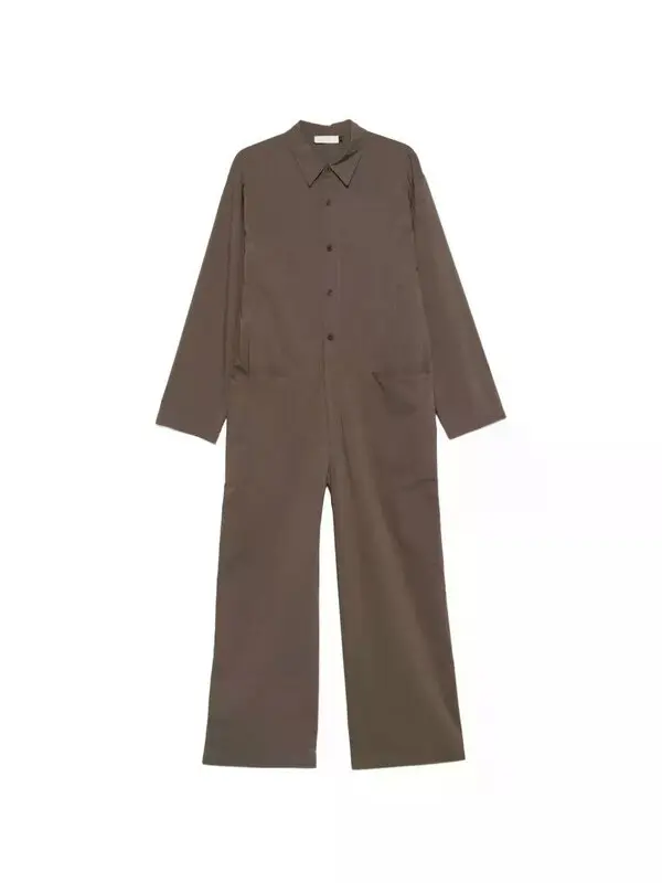 AMOMENTO Button-up Long-sleeve Jumpsuit - Brown