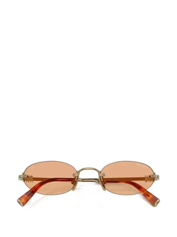Miu Miu Oval-frame Sunglasses - Gold