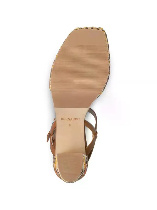 Bernardo Floral-embroidered Block-heel Sandals - Brown