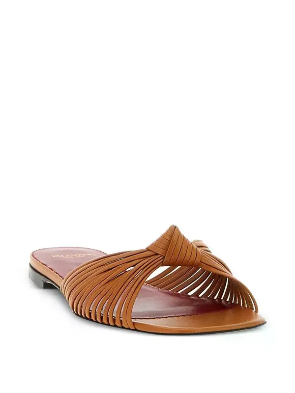 Valentino Garavani Annet Knot-detail Leather Sandals - Brown