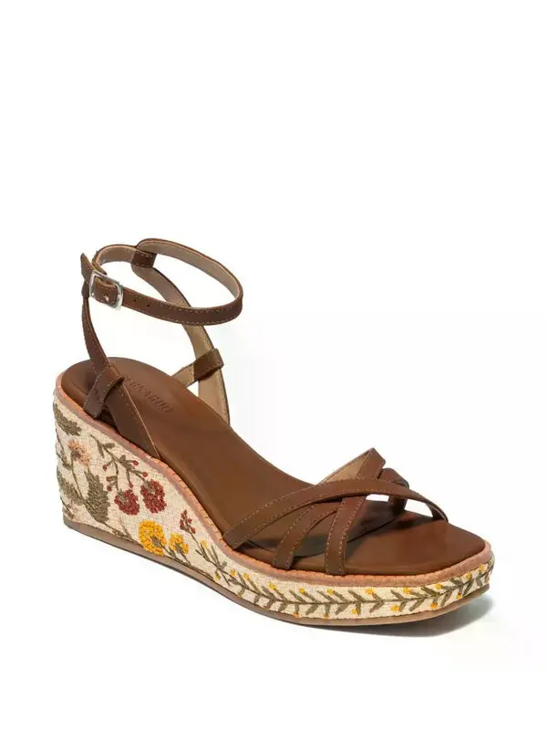 Bernardo Cairo Floral Wedge Espadrilles - Brown