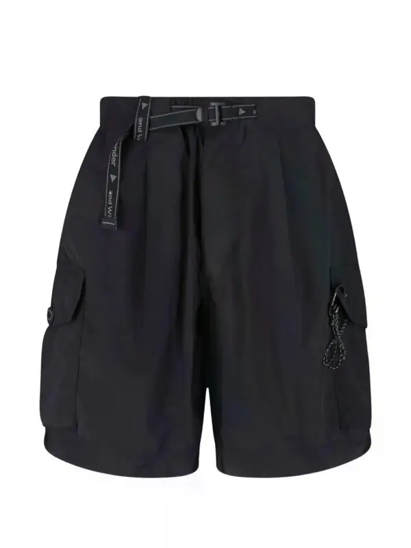 AND WANDER Belted Cargo Shorts - Black