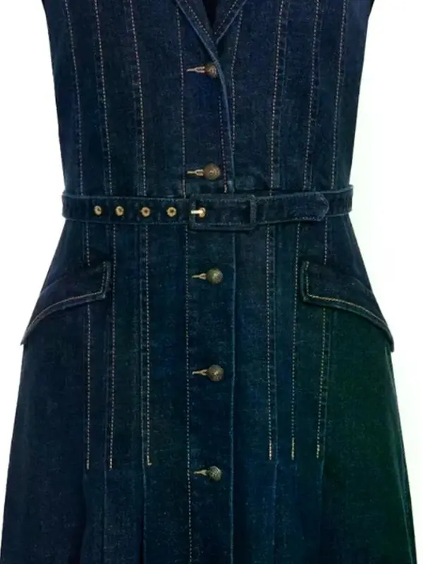 Saloni Belted Sleeveless Dress