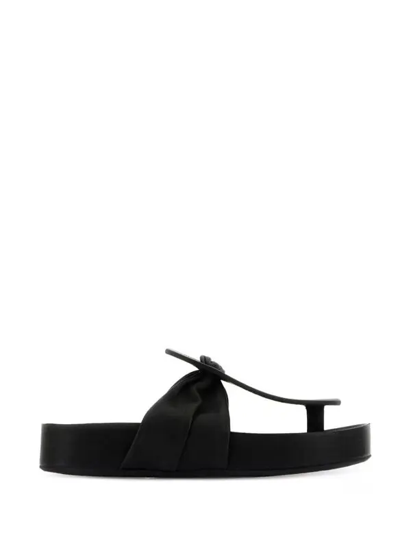 UMA WANG Ruched Leather Platform Sandals - Black