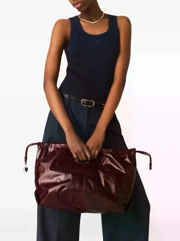 Maje M Leather Tote Bag - Red