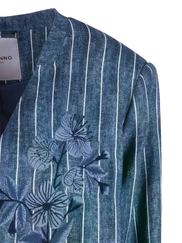 ERMANNO FIRENZE Pinstripe Blazer With Floral Embroidery