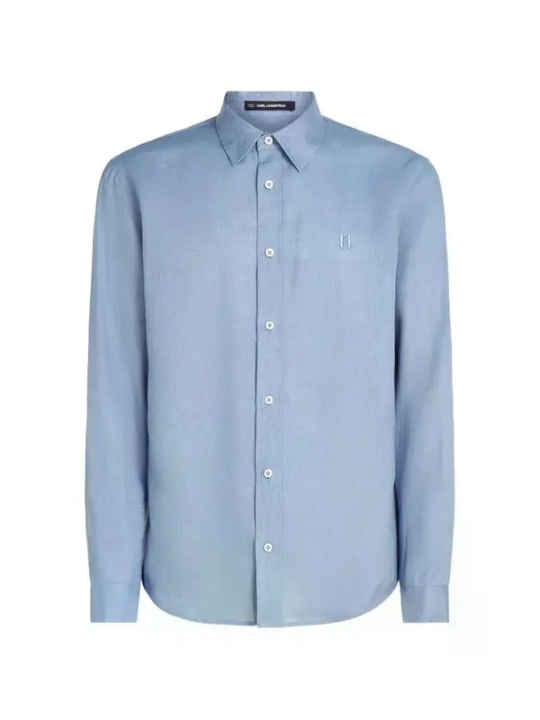 Karl Lagerfeld Logo-embroidered Linen Shirt