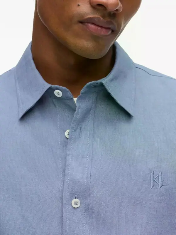 Karl Lagerfeld Logo-embroidered Linen Shirt