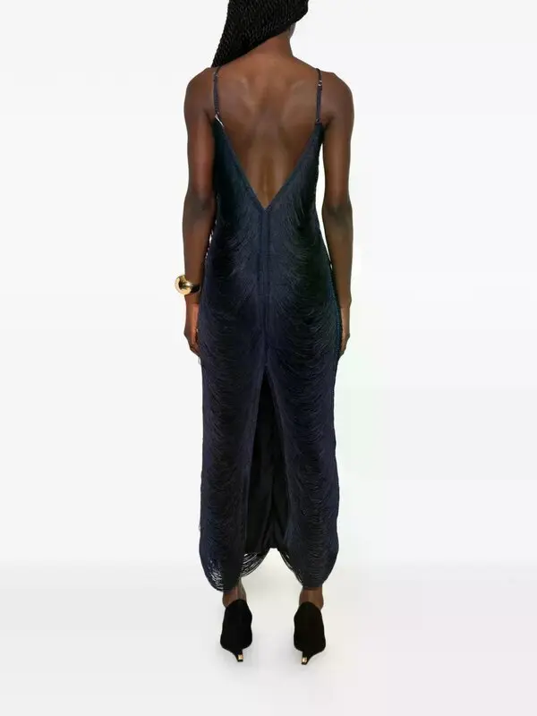 BLESS Fringed Halterneck Midi Dress - Blue