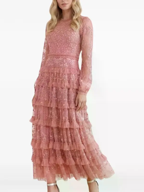NEEDLE & THREAD Blossom Ruffled Lace Maxi Dress - Pink