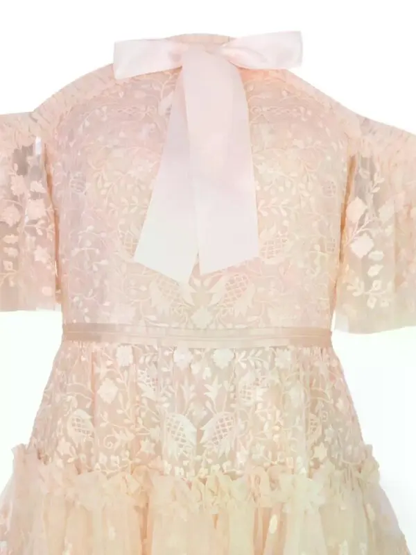 NEEDLE & THREAD Primrose Floral-embroidered Tiered Gown - Pink