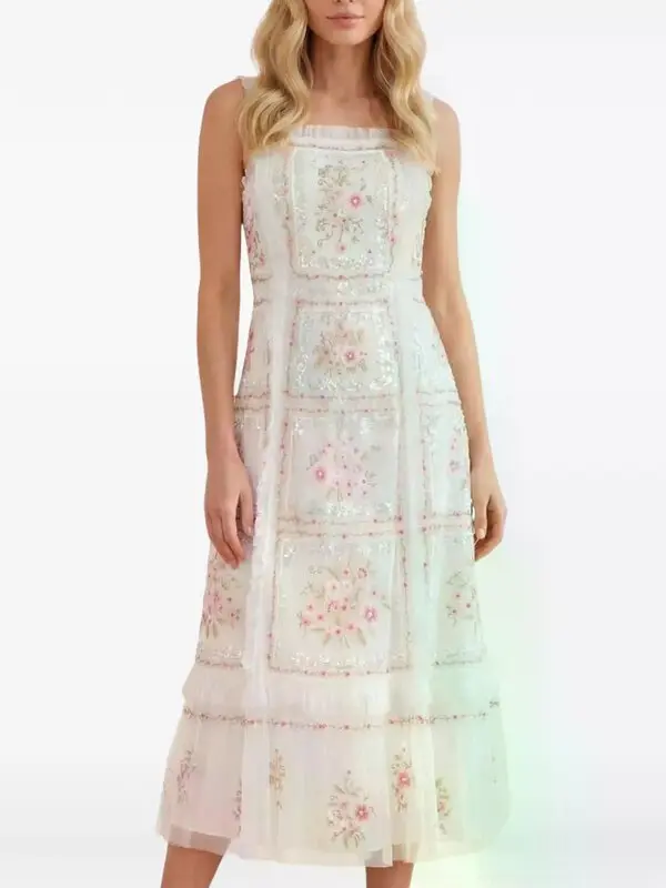 NEEDLE & THREAD Blossom Bib Sequin-embellished Midi Dress