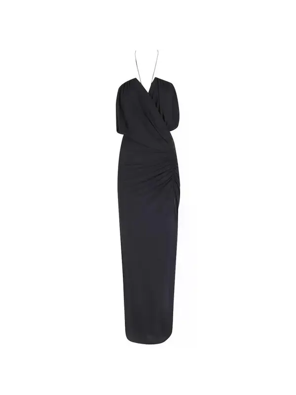 AMAZUIN Giselle Ruched Wrap-style Maxi Dress - Black