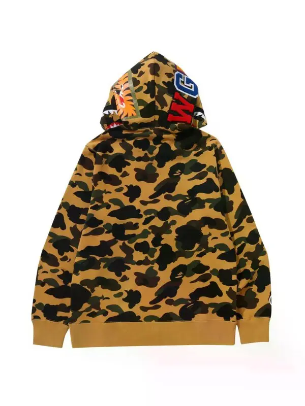 A BATHING APE Shark Camouflage-print Zip-up Hoodie - Yellow