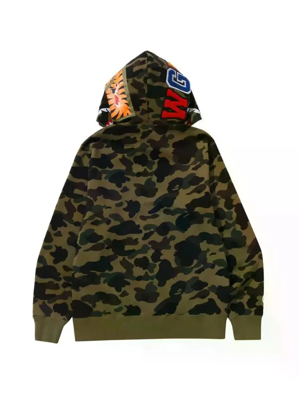 A BATHING APE Shark Camouflage-print Zip-up Hoodie